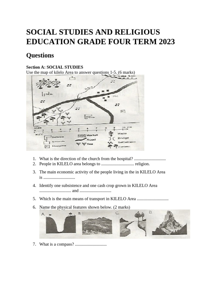Grade Four Social Studies & CRE Exam 2023 | PDF | Earth Sciences ...