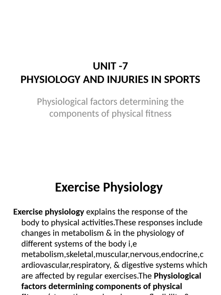 Unit 7 Physiology and Injuries in Sports | PDF