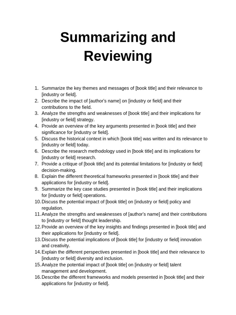 Summarizing and Reviewing | PDF