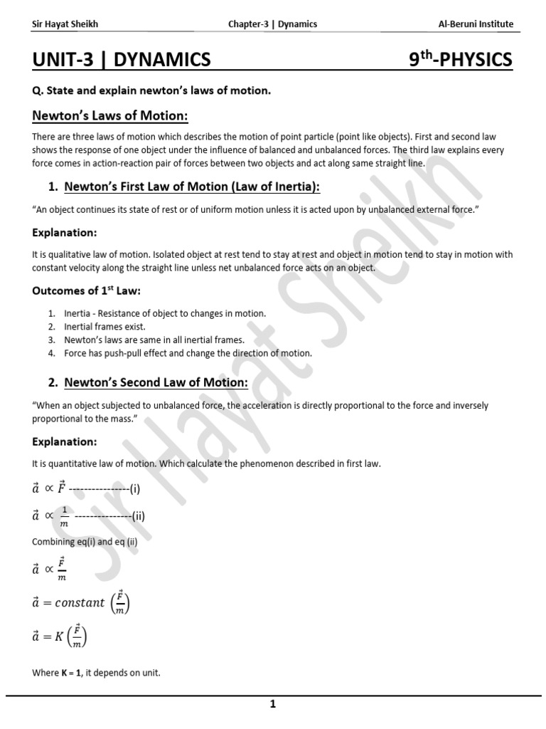 Dynamics Notes | PDF