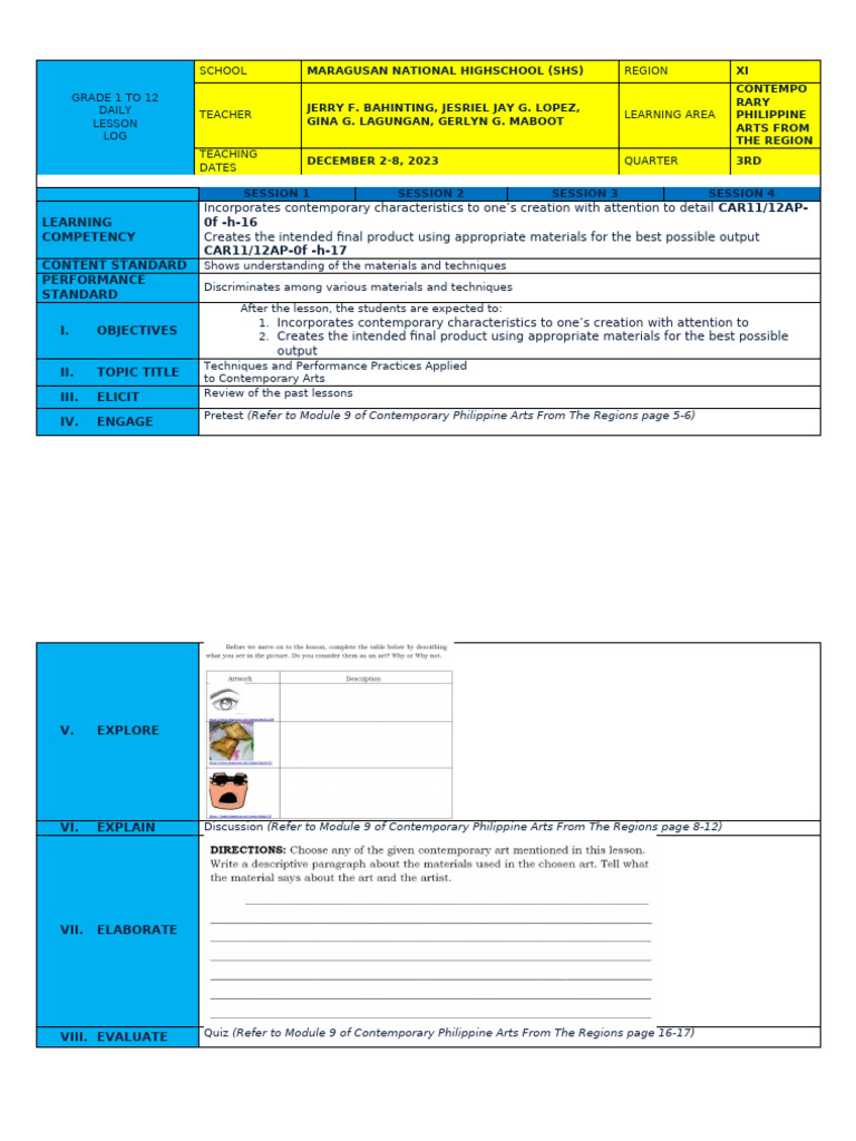 Daily Lesson Log - Cpar - Week 15 | PDF