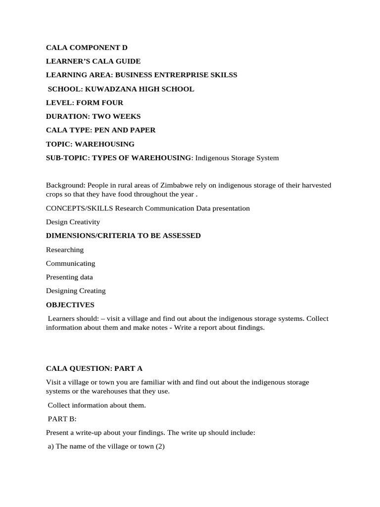 K.H.S Bes Learner Cala Guide | PDF