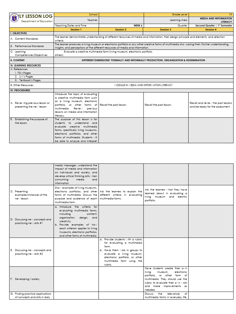 DLL MIL QUARTER 2 WEEK 6 | PDF | Multimedia | Learning