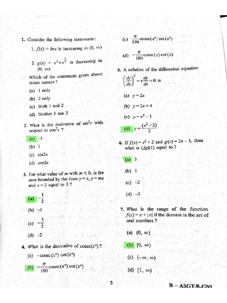 NDA 1 2023 SET B MATHS - Compressed - PKq80Pg - Solution | PDF