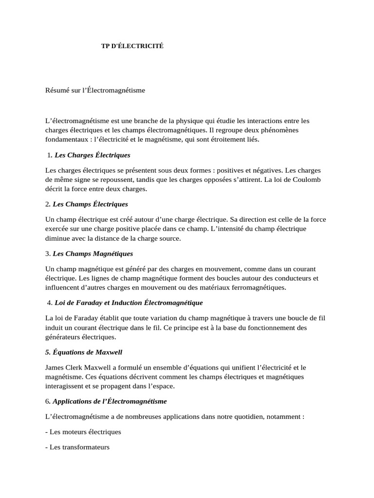 TP D'électricité | PDF