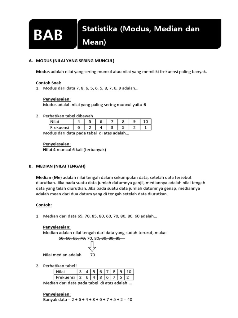 Statistika(Modus, Median, dan Mean) | PDF