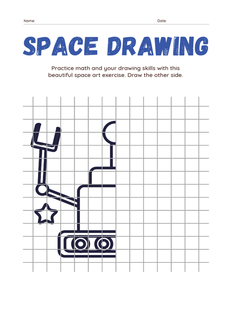 Space Draw The Other Side Worksheet Set | PDF
