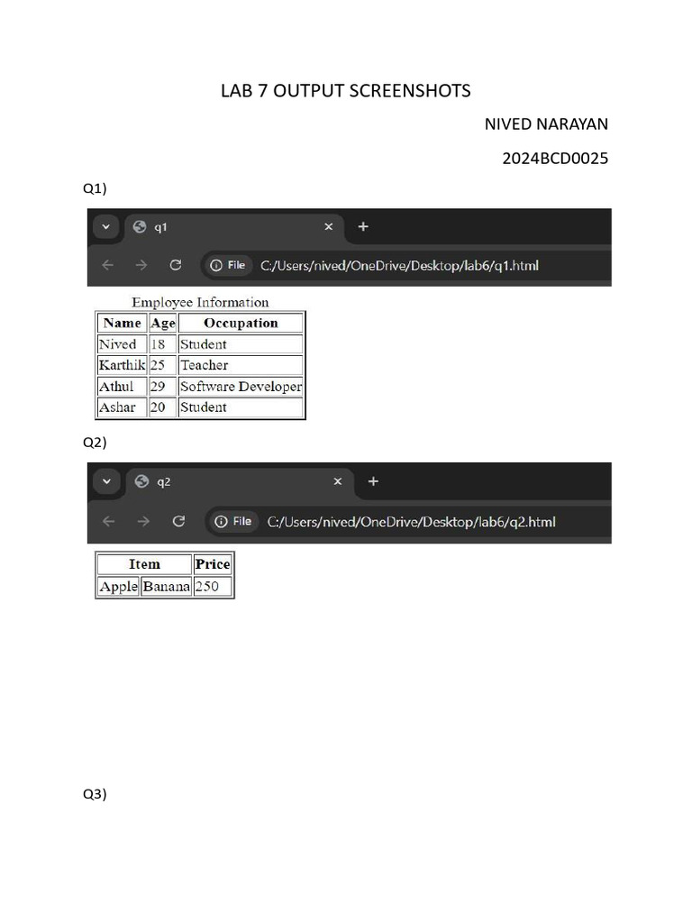 LAB 7 OUTPUT SCREENSHOTS narayana | PDF