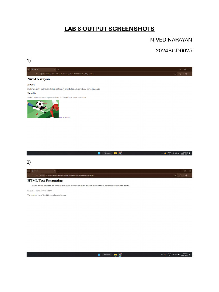 Lab 6 Output Screenshots Naryanana Pdf