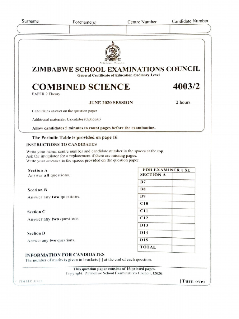 Combined 4003/2: Science | PDF