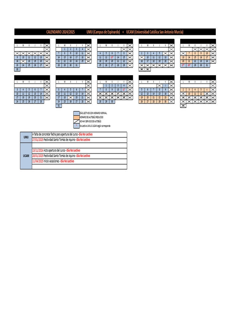 Calendario Bus Ucam Ori | PDF