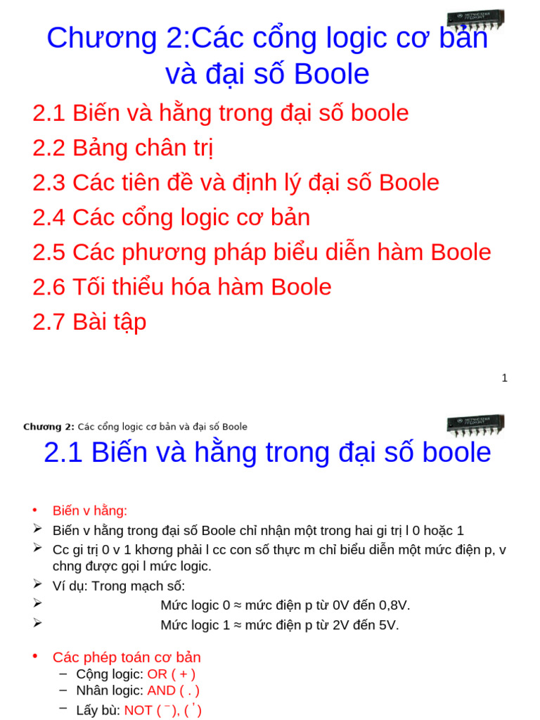 Lec02-Cac Cong Logic Co Ban Va Dai So Boole | PDF