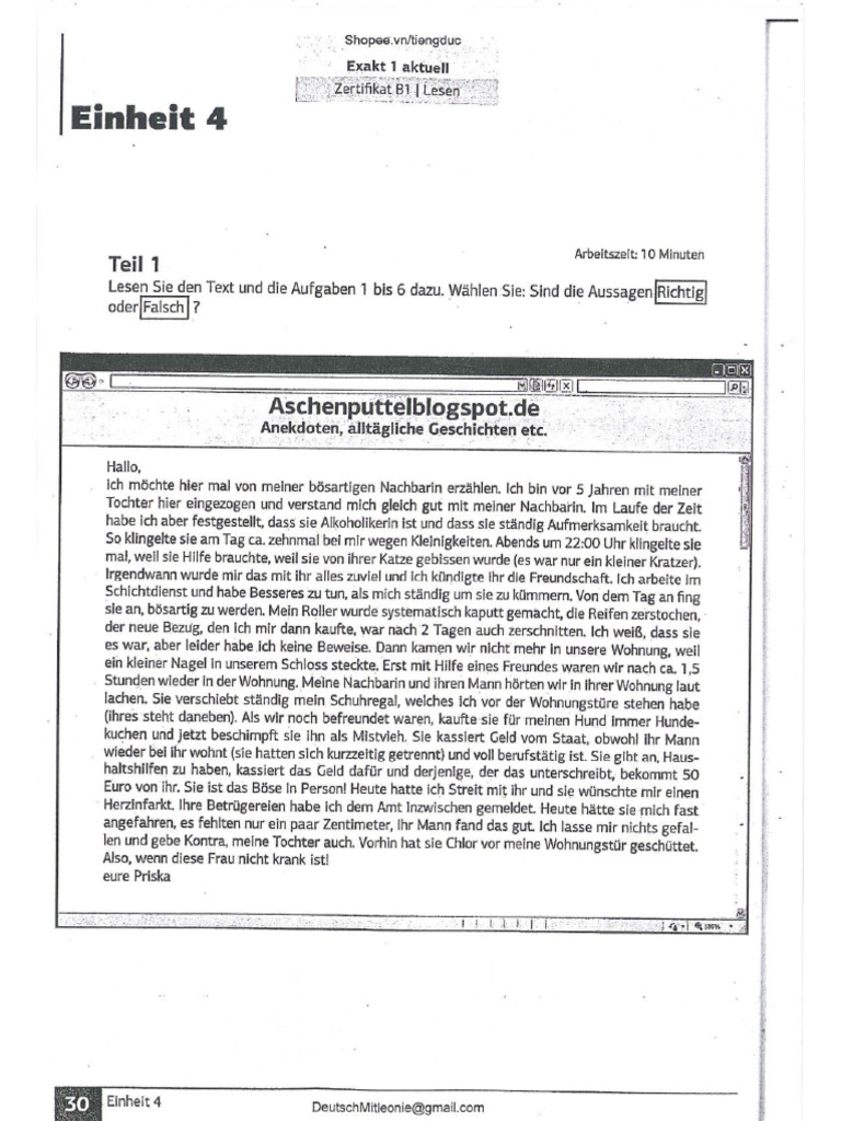 B1 Lesen - Test 4 | PDF