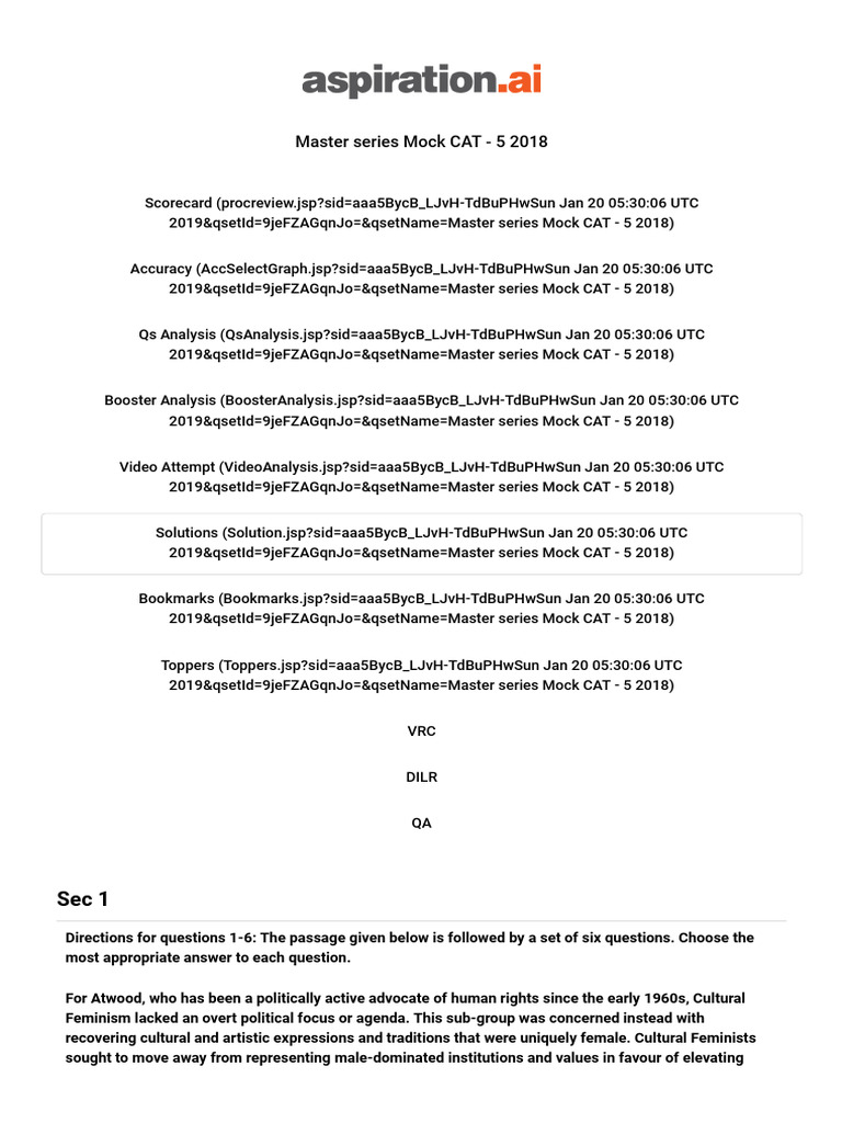 Master Series Mock Cat 5 | PDF