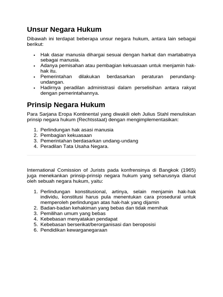 Unsur Negara Hukum | PDF