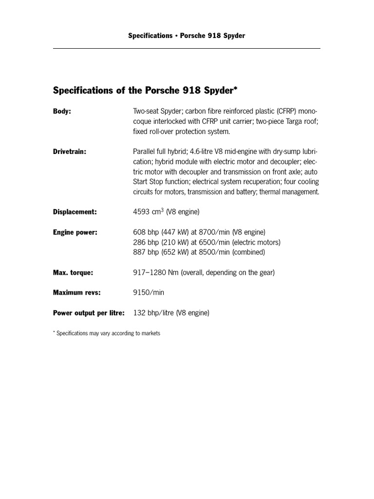 TD 918 Spyder en | PDF