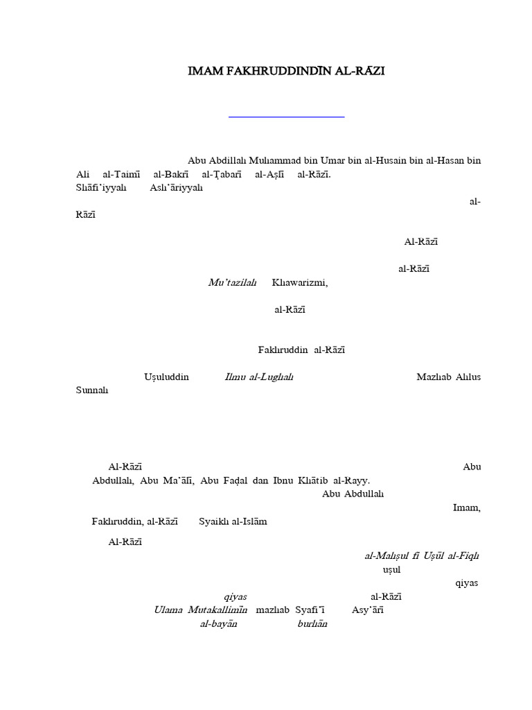 Imam Fakhruddin Ar-Razi Muhsinul Anwar | PDF | Husayn Ibn Ali ...
