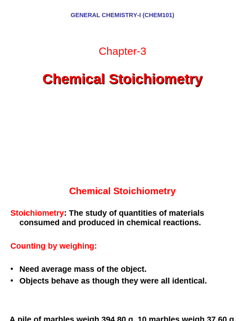 CHEM101 Ch-3 Chemical Stoichiometry | PDF