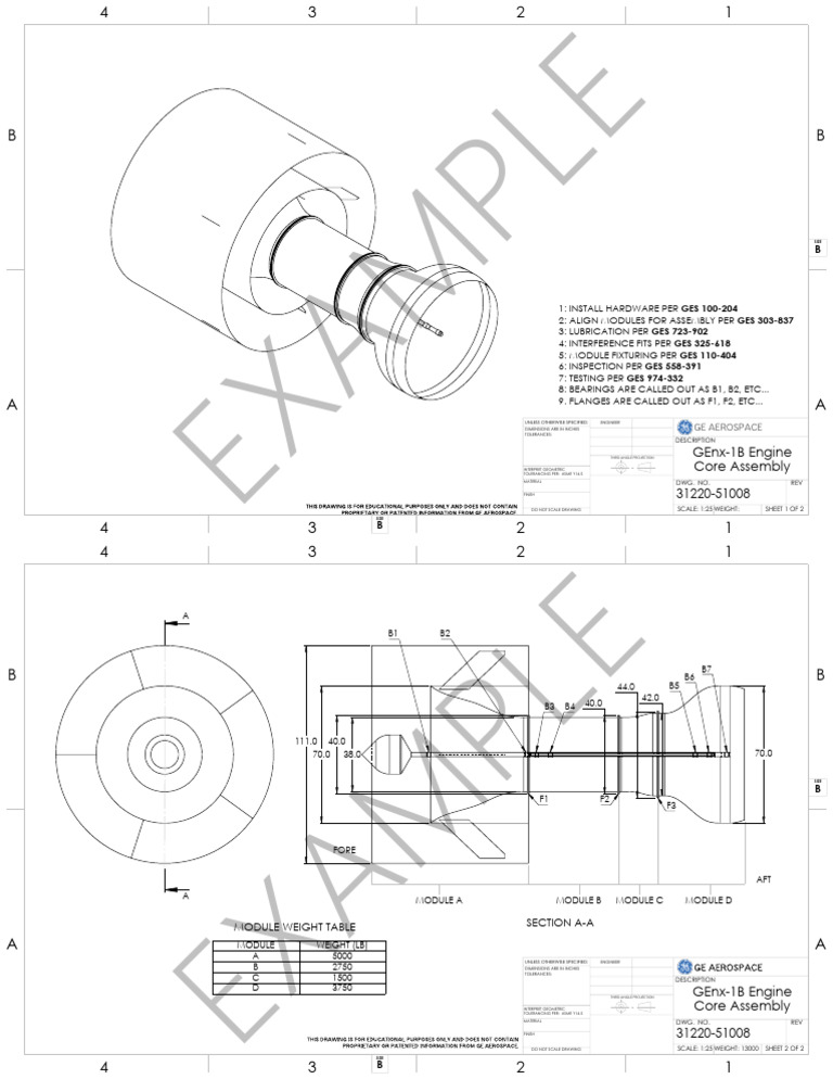 GEnx-1B Engine Core Assembly Drawing | PDF