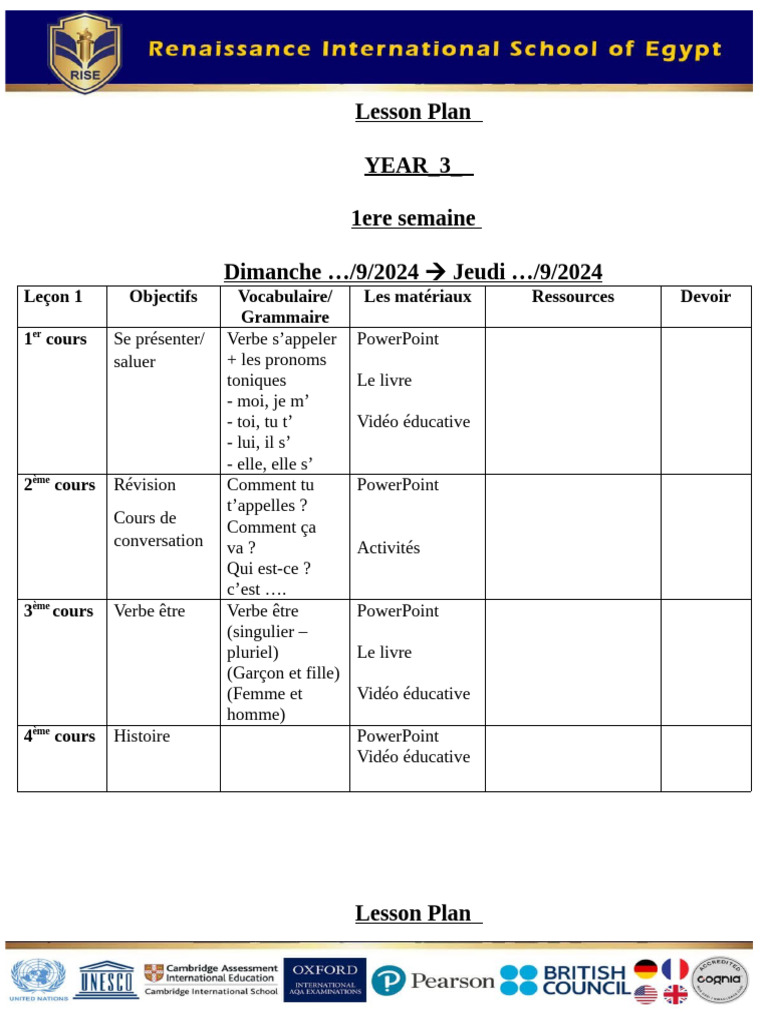 Lesson Plan Y3 RISE | PDF