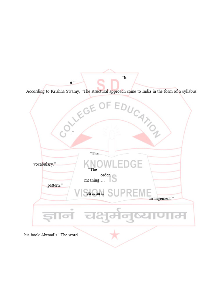 Structural Approach: Definitions of Structural Approach 1. According To Menon and Patel | PDF