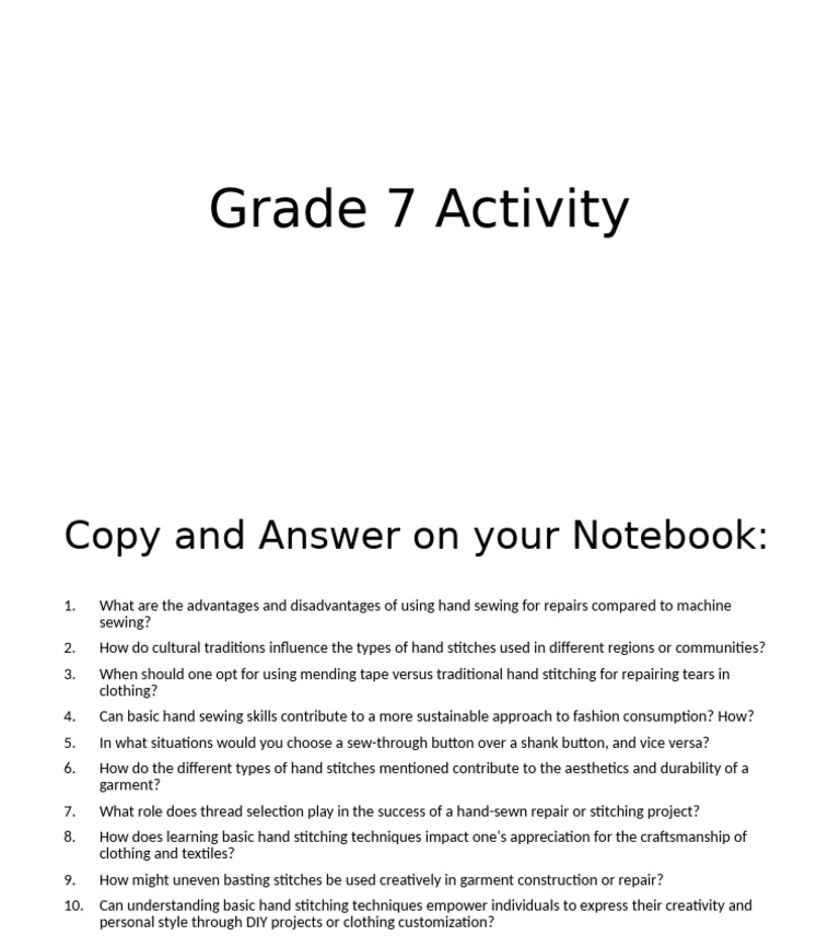 Grade 7 Activity | PDF | Social Science