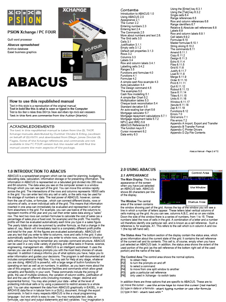 Manual PC4 Abacus | PDF | Spreadsheet | Numbers