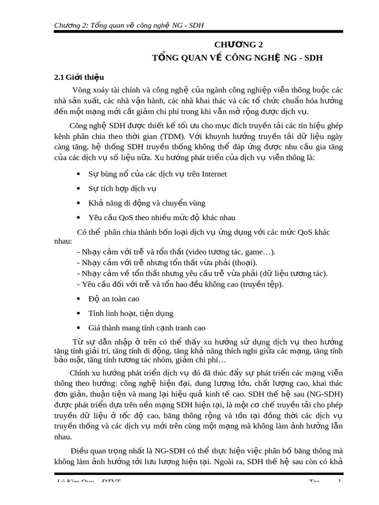 Tổng quan về công nghệ NG - SDH - 108493 | PDF
