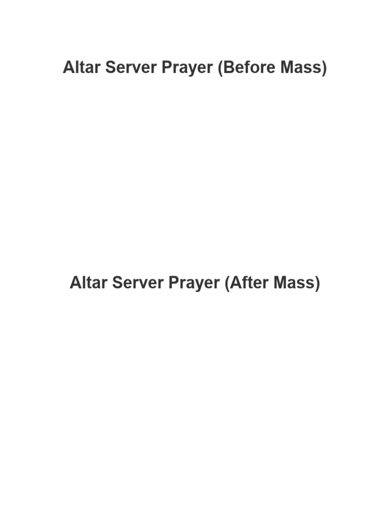 Altar Server Prayer | PDF