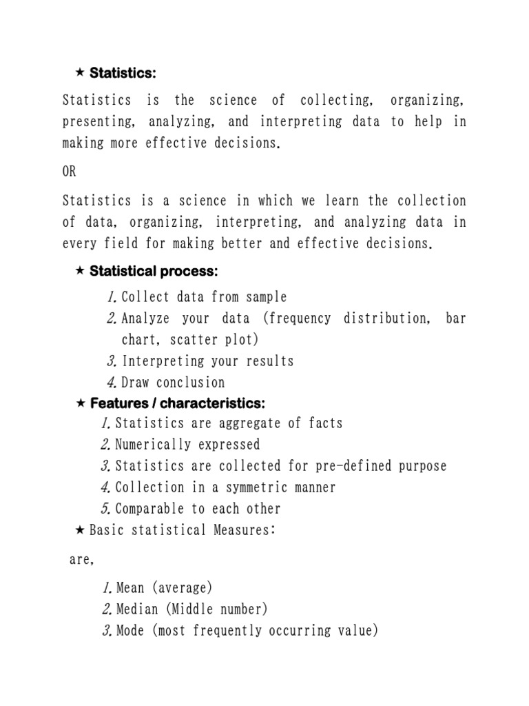 Statistics Notes | PDF