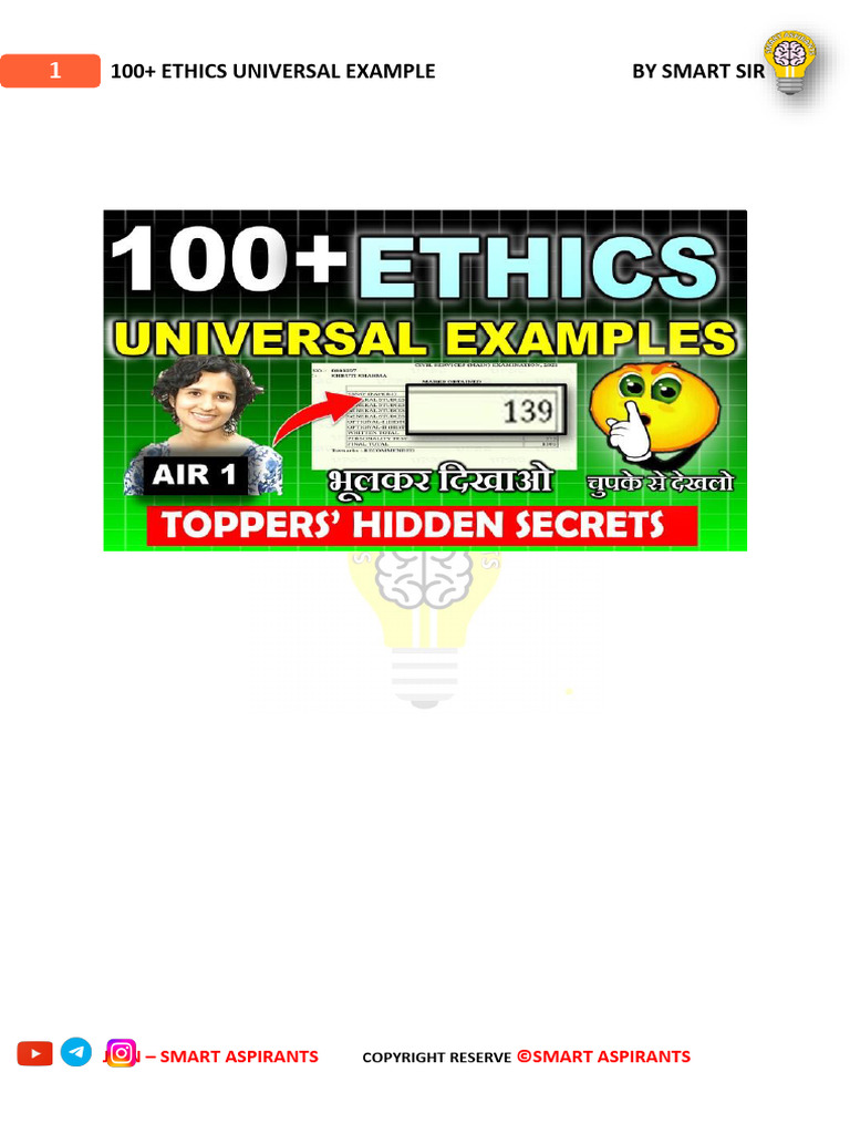 100+ ETHICS UNIVERSAL EXAMPLE (PART 1) | PDF