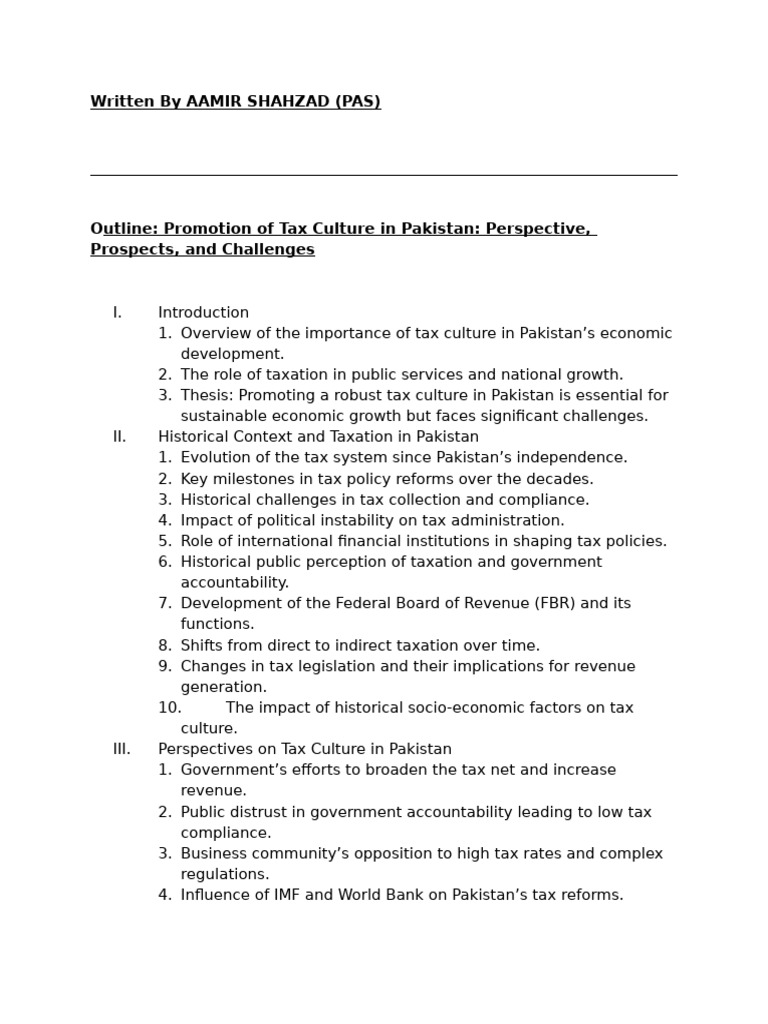 Tax Culture in Pakistan | PDF