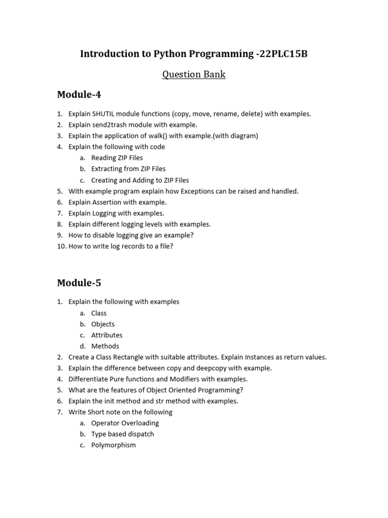 4th-5th module Question Bank | PDF