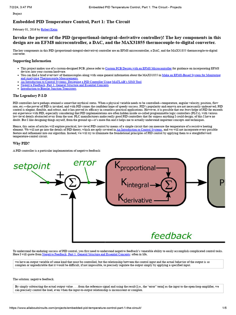 Embedded PID Temperature Control, Part 1 - The Circuit - Projects | PDF