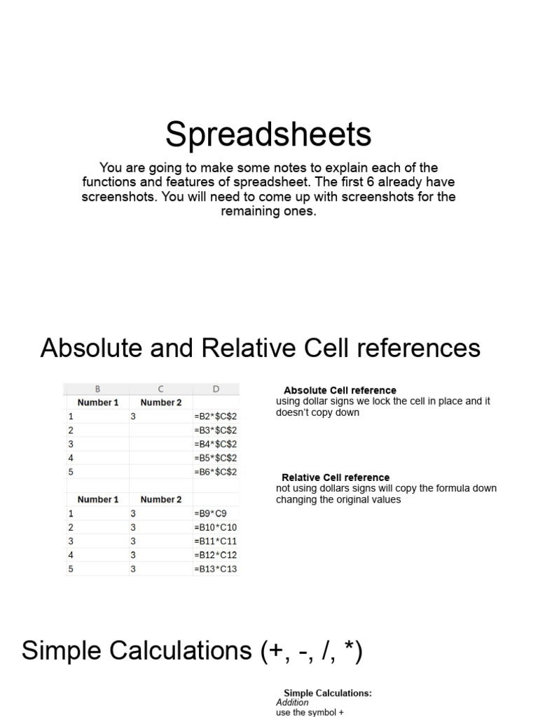 ICT GCSE Spreadsheet Explanations | PDF