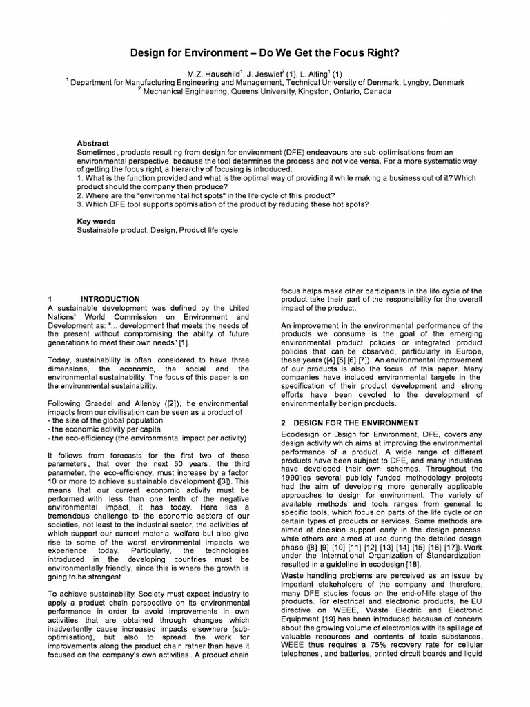 Design For Environment-Do We Get The Focus Right CIRP Annals Page 1-4 | PDF