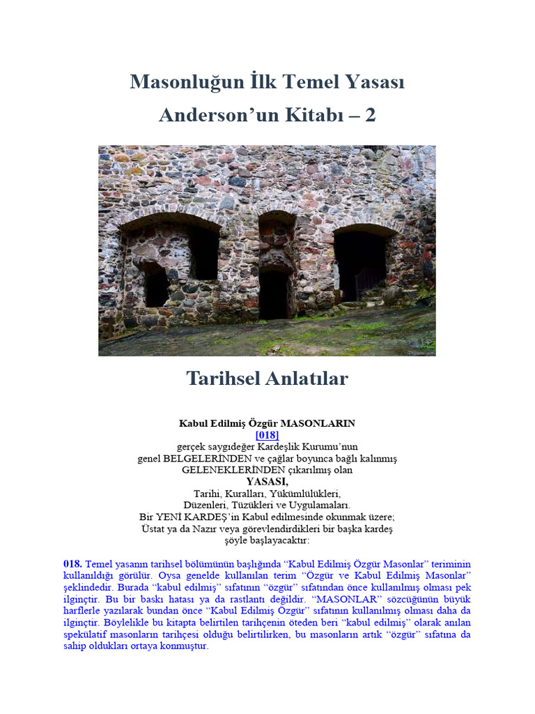 Masonlugun Ilk Temel Yasasi Andersonun K | PDF