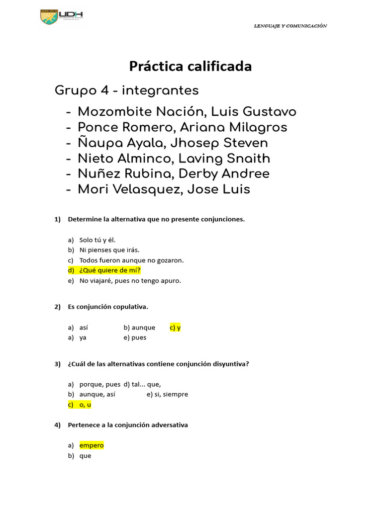 Práctica Grupal 3 - Semana 12 | PDF | Gramática inglesa | Gramática