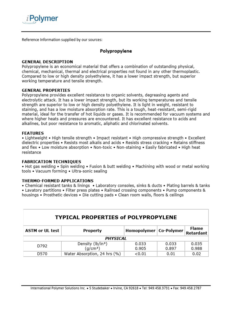 Polypropylene | PDF