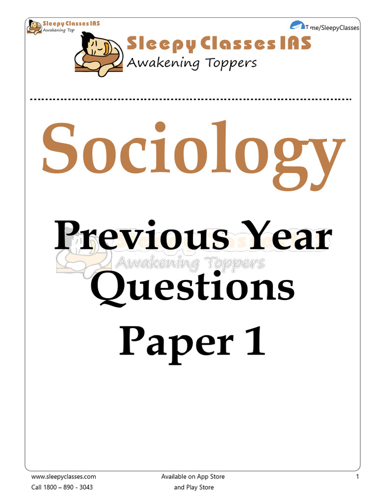 Paper 1 Sociology Compilations PYQ | PDF