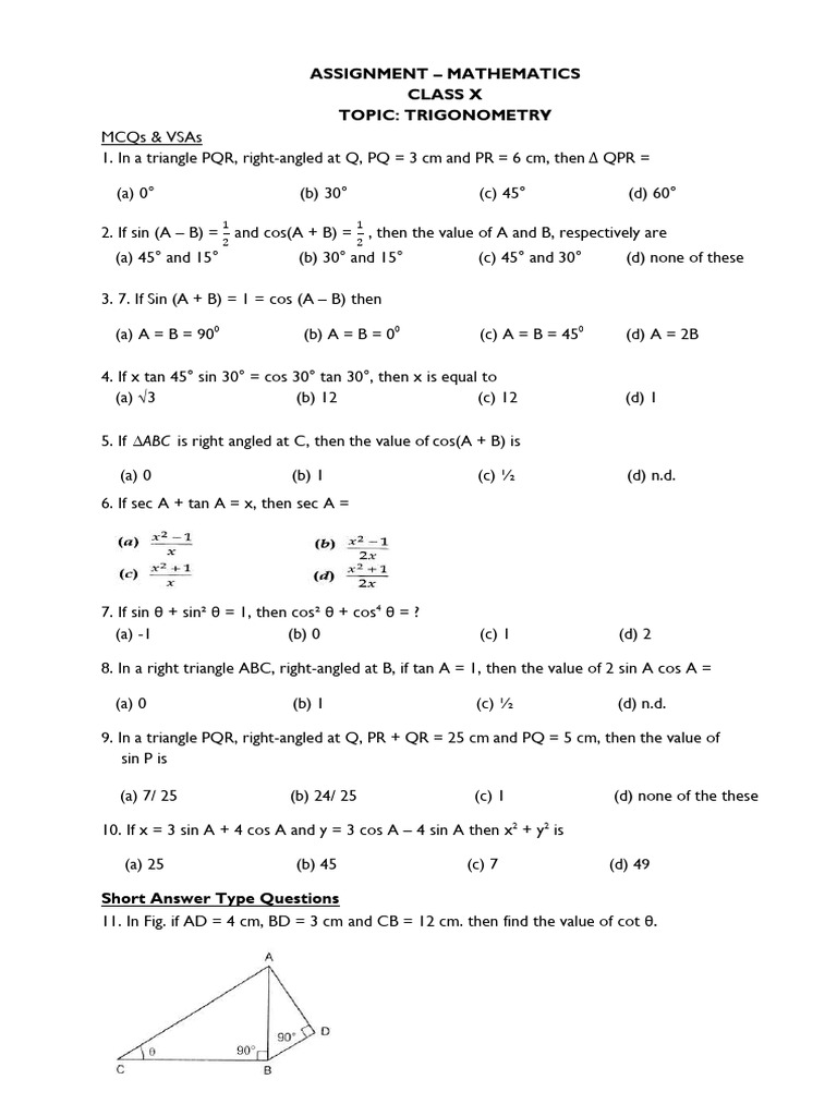 Assignment - Trigonometry | PDF