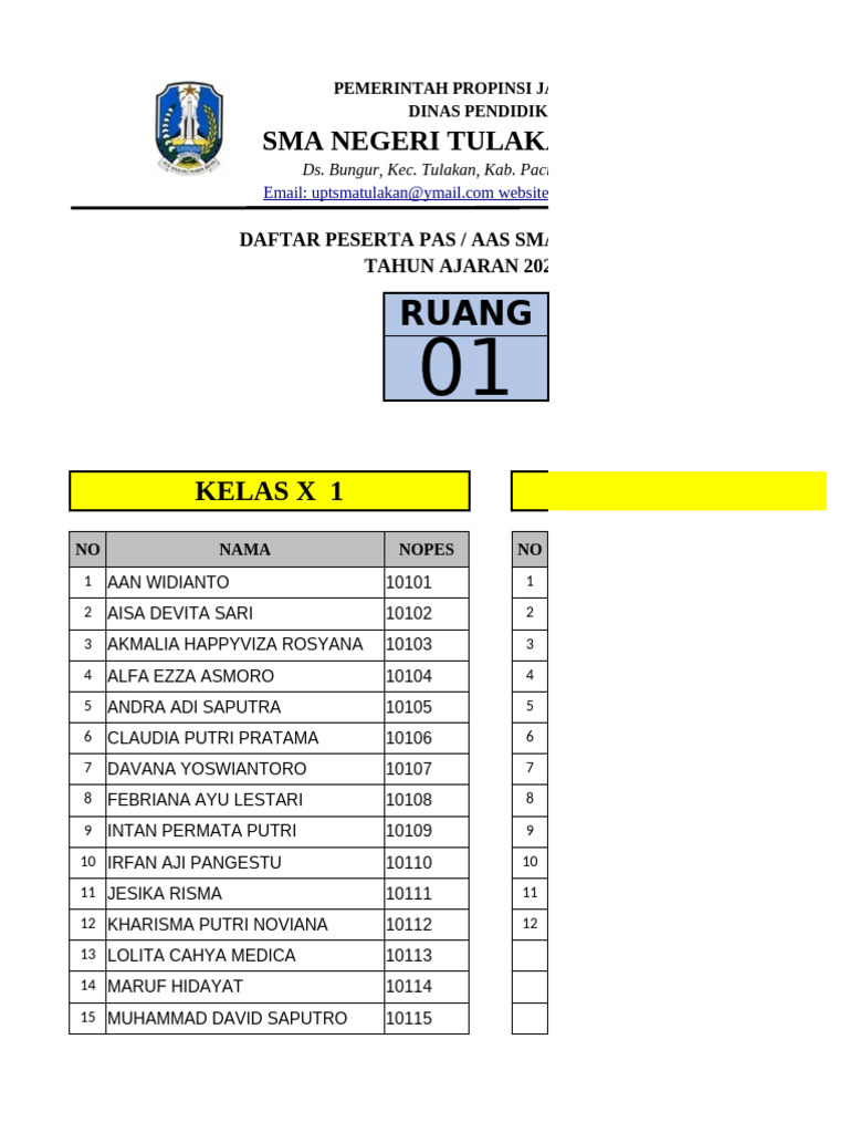 Pembagian Ruang Pas | PDF