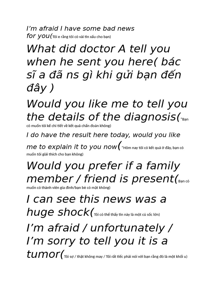 I'm Afraid I Have Some Bad News For You ( | PDF