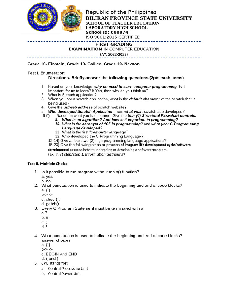 FIRST GRADING EXAMINATION | PDF