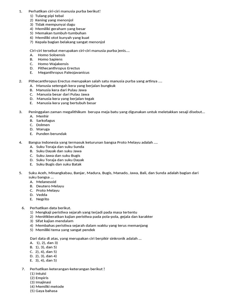 Latihan soal sejarah | PDF
