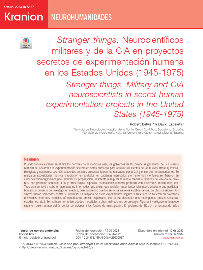 Experimentación humana secreta en EE.UU. | PDF | Agencia Central de ...
