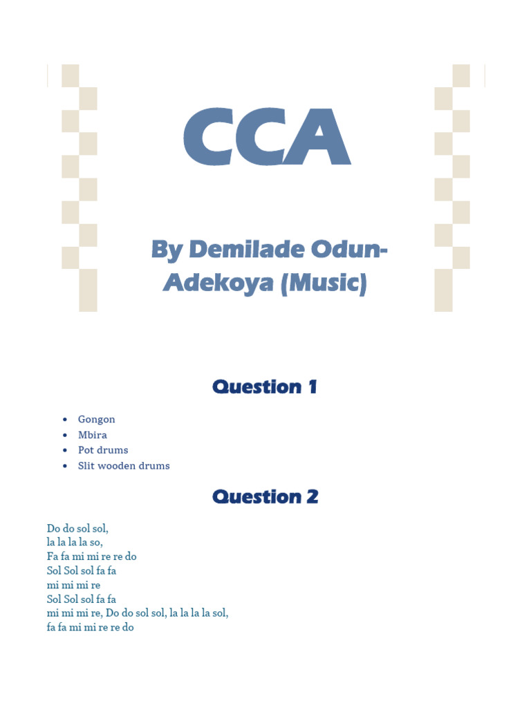 Demilade Odun-Adekoya CCA Music Jss2 Gold | PDF