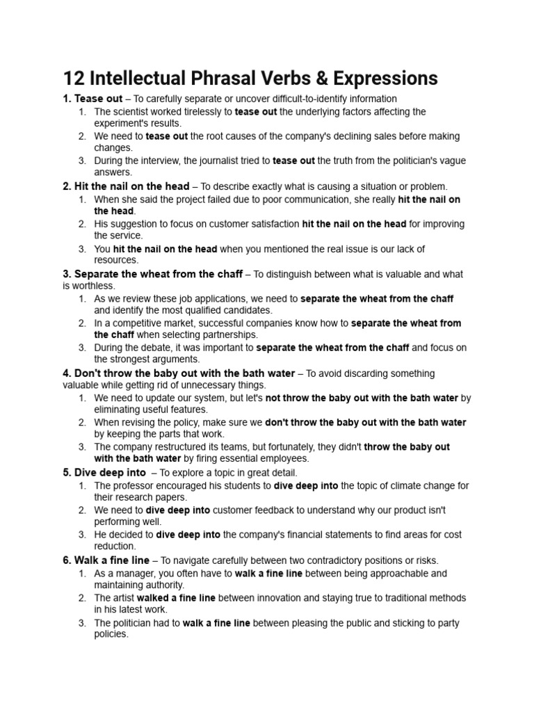 12 Intellectual Phrasal Verbs & Expressions | PDF