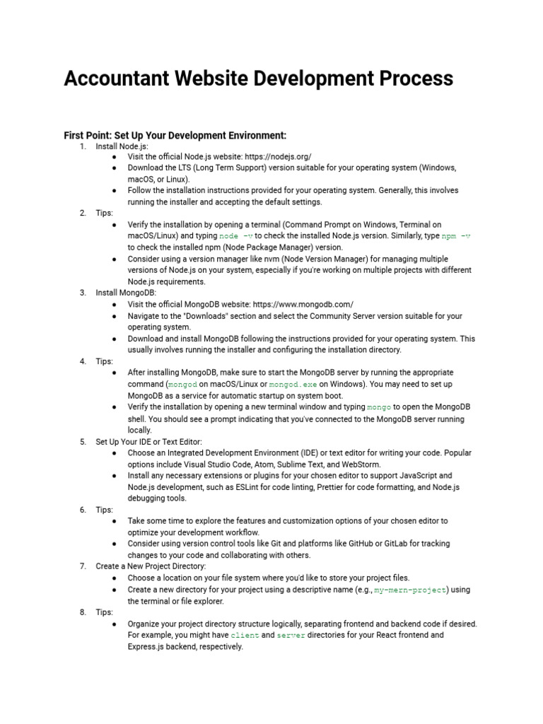 Accountant Website Development Process | PDF