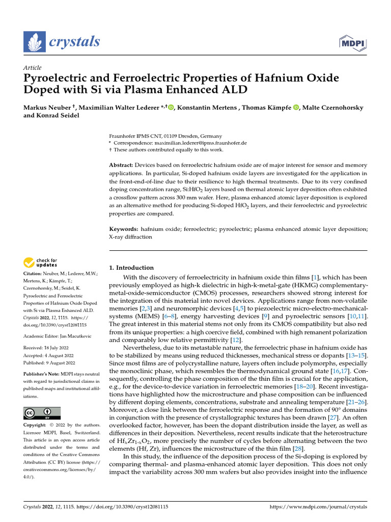 Crystals-12-01115-V2 Hfo2 | PDF